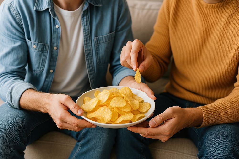 Friends sharing crispy chips | Free Photo - rawpixel