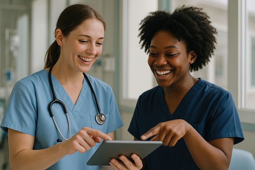 Nurses collaborating with technology. | Free Photo - rawpixel