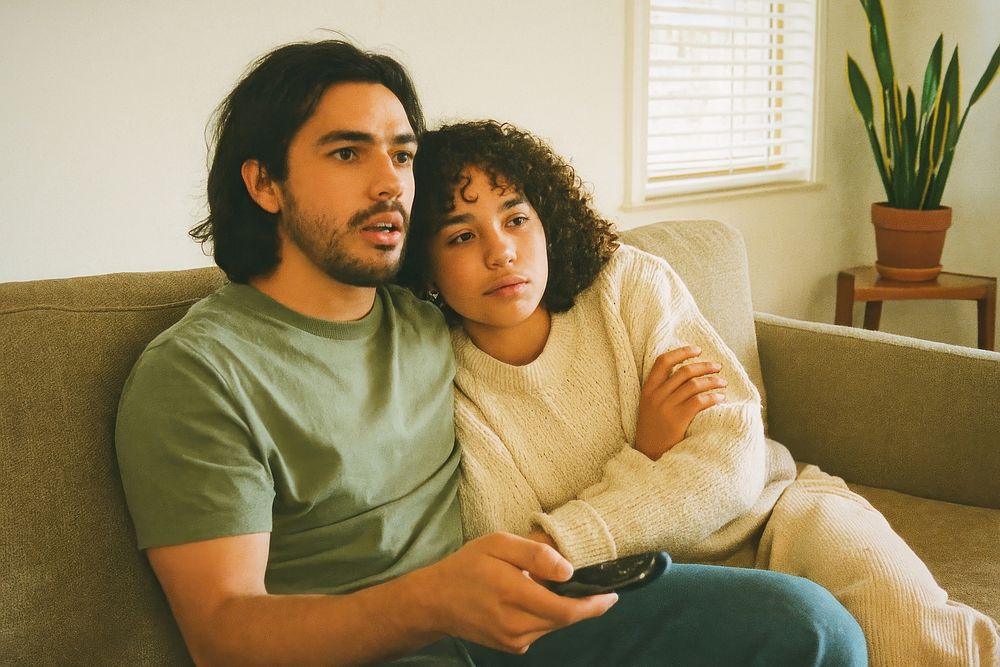 Couple watching TV together. | Free Photo - rawpixel