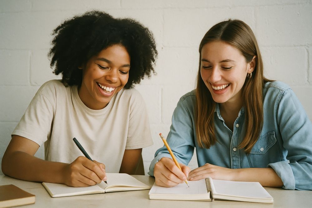 Happy students studying together. | Free Photo - rawpixel