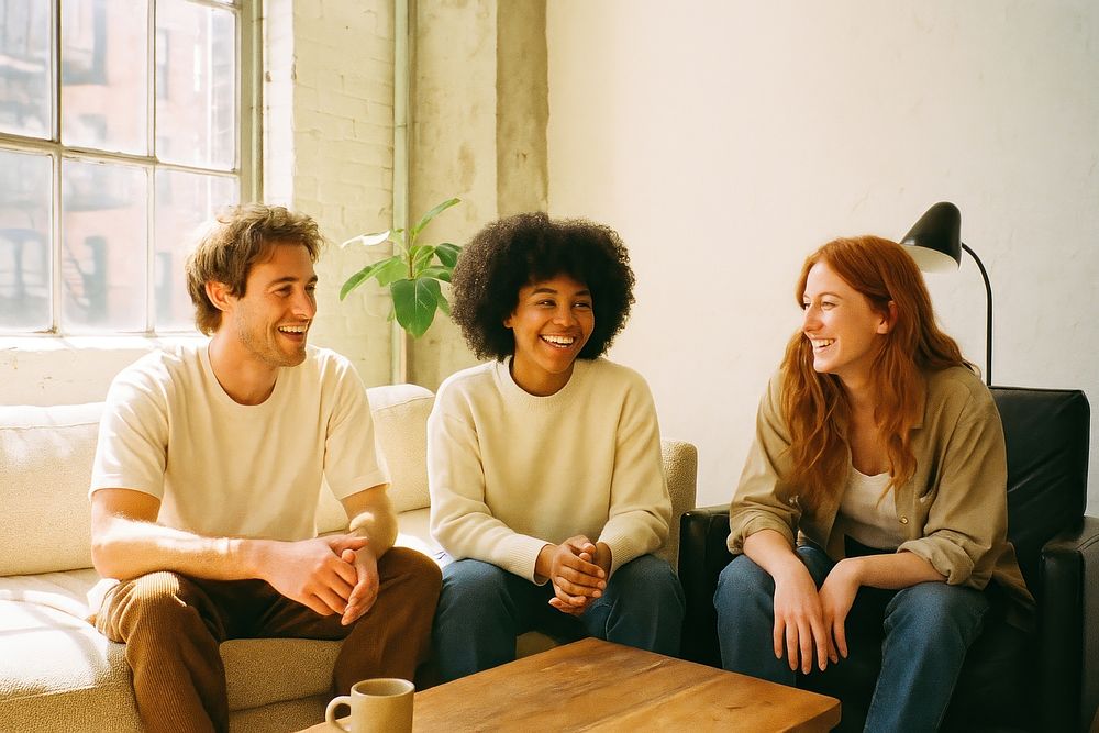 Happy friends enjoying conversation together. | Free Photo - rawpixel