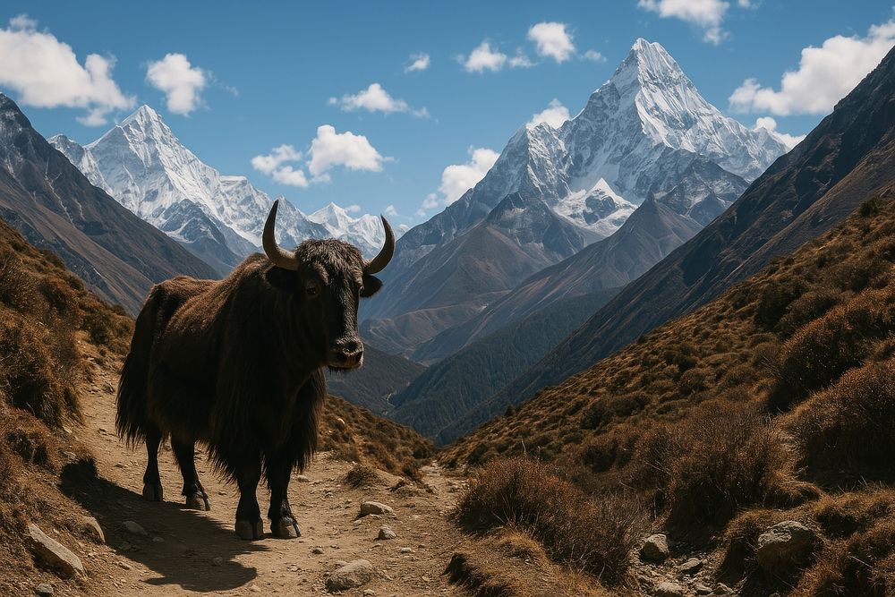 Yak trekking Himalayan mountain scenery | Free Photo - rawpixel