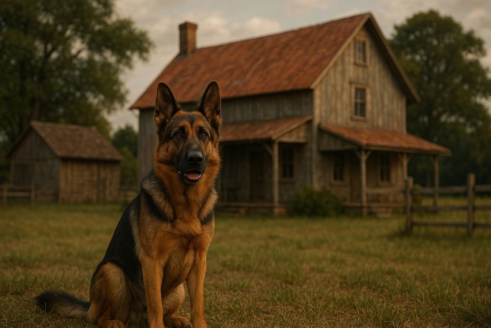 Loyal dog guards rustic home. | Free Photo - rawpixel