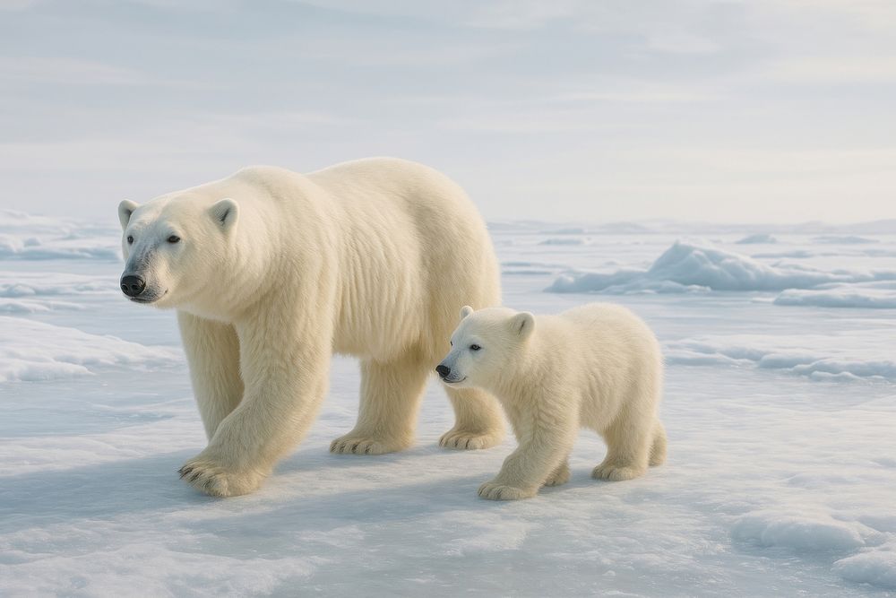 Polar bears on icy terrain | Free Photo - rawpixel