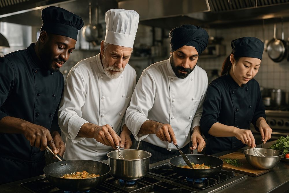 Chefs collaborating in kitchen | Free Photo - rawpixel
