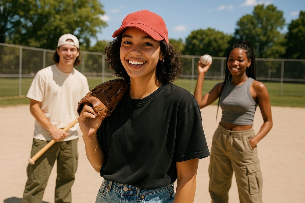 Friends playing baseball outdoors | Free Photo - rawpixel