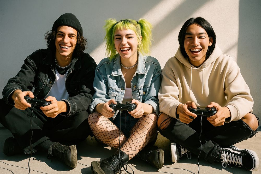 Friends gaming together joyfully | Free Photo - rawpixel