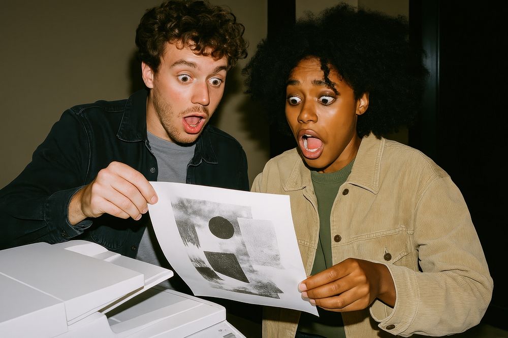 Surprised reactions at printer | Free Photo - rawpixel