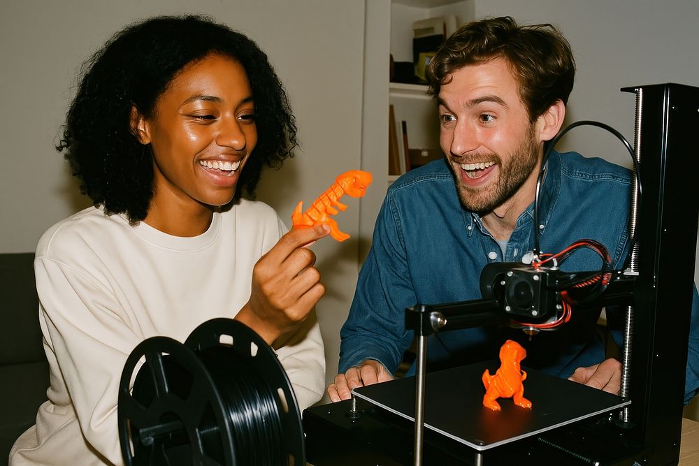 Creative 3D printing enthusiasts smiling. | Free Photo - rawpixel