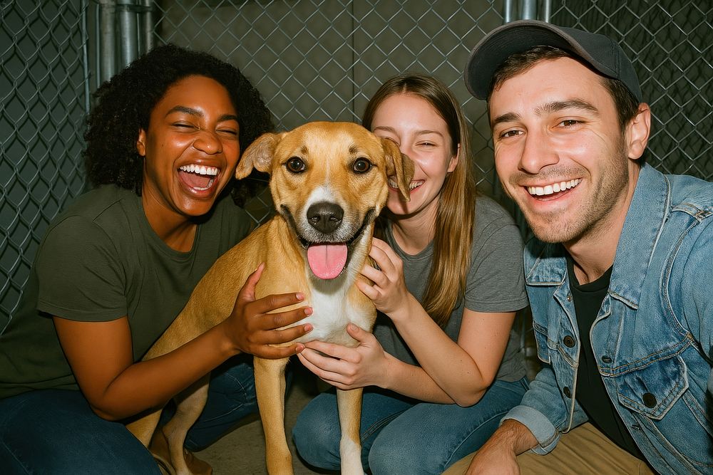 Happy friends with dog | Free Photo - rawpixel