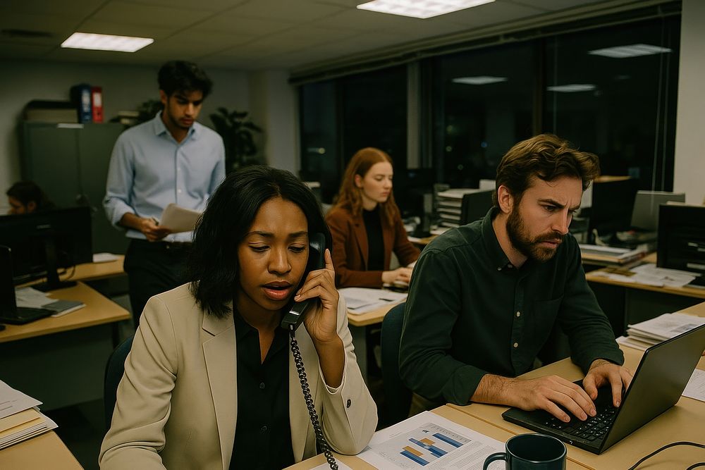 Busy office teamwork collaboration scene. | Free Photo - rawpixel