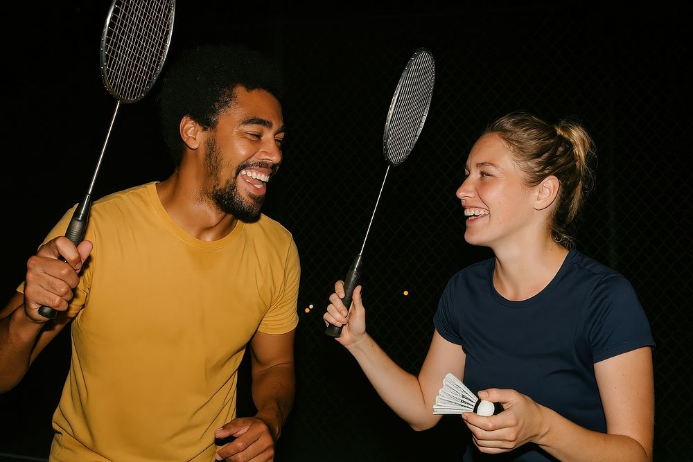 Joyful badminton night match | Free Photo - rawpixel