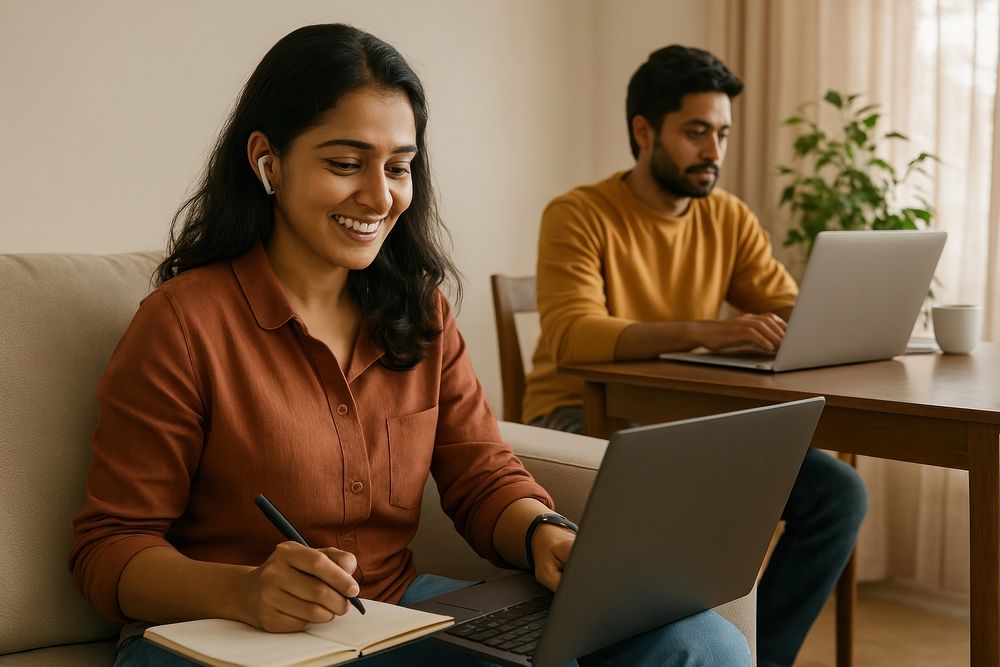 Remote work couple collaboration | Free Photo - rawpixel