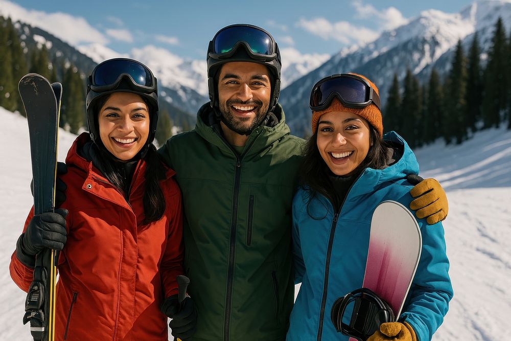 Friends enjoying snowy adventure | Free Photo - rawpixel