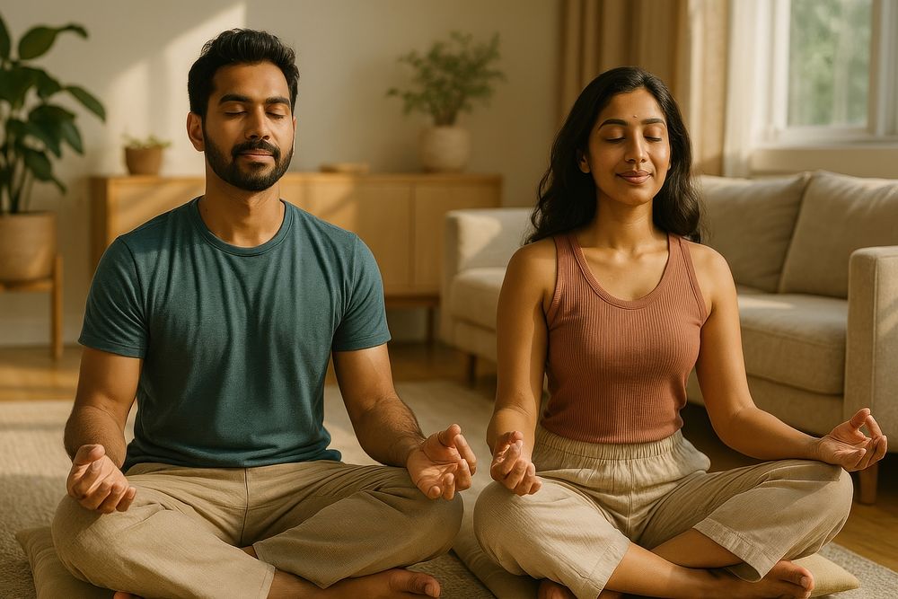 Peaceful couple meditating together. | Free Photo - rawpixel