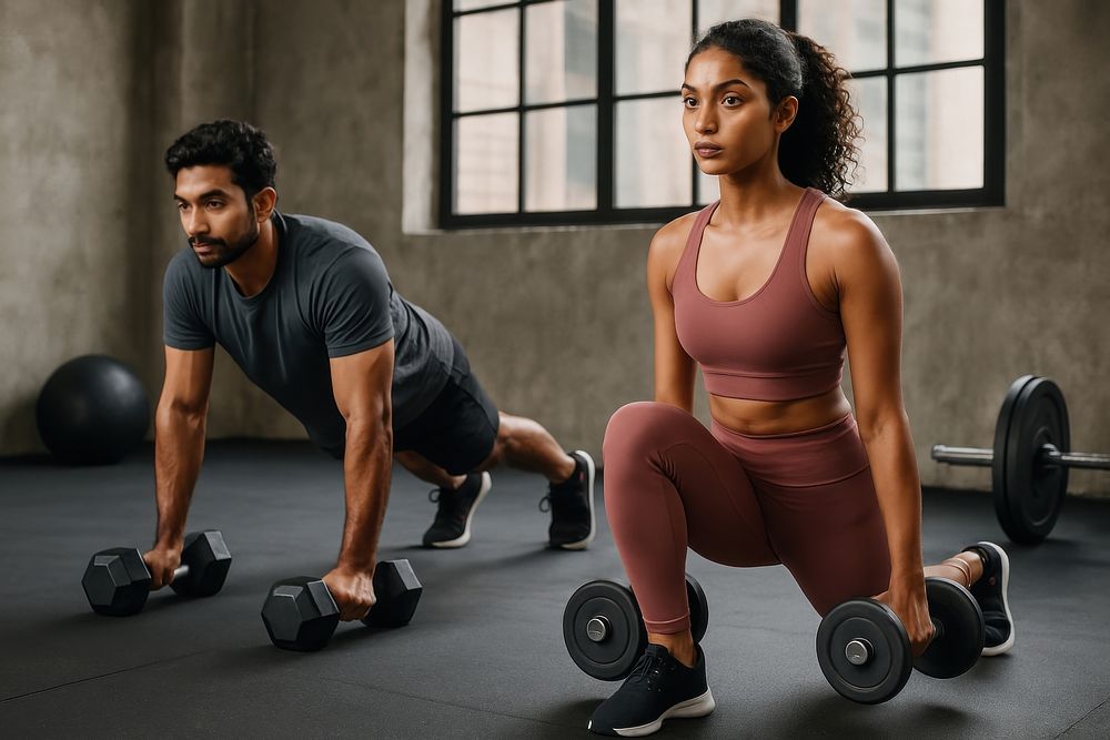 Focused workout with dumbbells | Free Photo - rawpixel