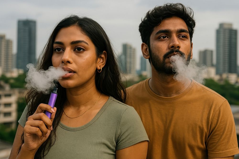 Young adults vaping urban skyline | Free Photo - rawpixel