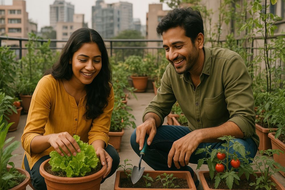 Urban gardening couple joyfully planting | Free Photo - rawpixel