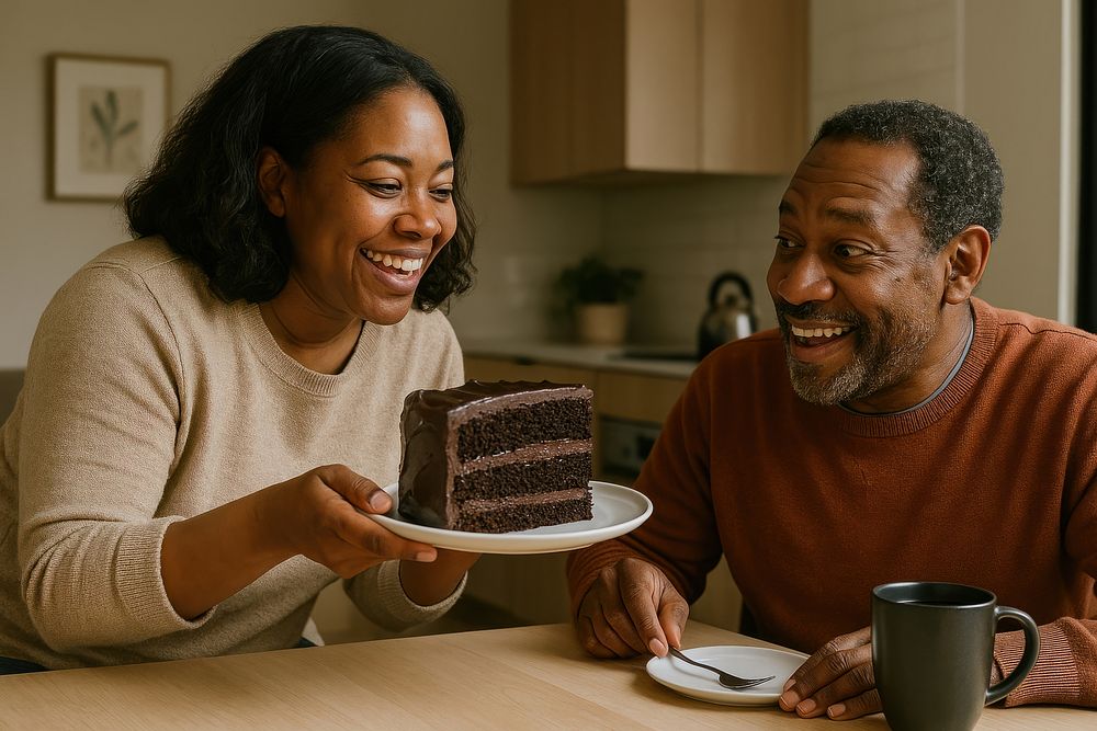 Joyful couple sharing cake | Free Photo - rawpixel