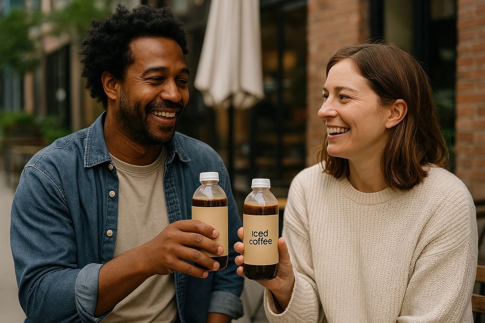 Smiling friends enjoying iced coffee. | Free Photo - rawpixel