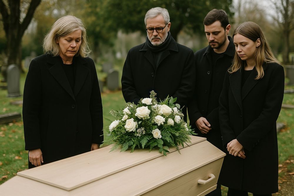 Somber funeral gathering with flowers. | Free Photo - rawpixel
