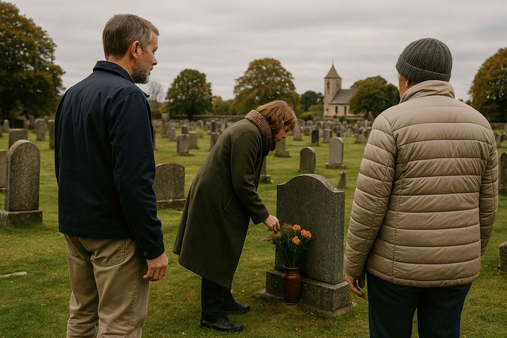 Mourning scene in peaceful cemetery | Free Photo - rawpixel