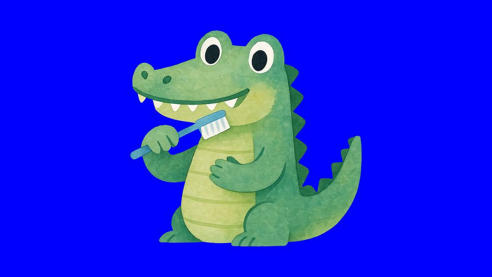 Cute crocodile brushing teeth | Free Photo - rawpixel