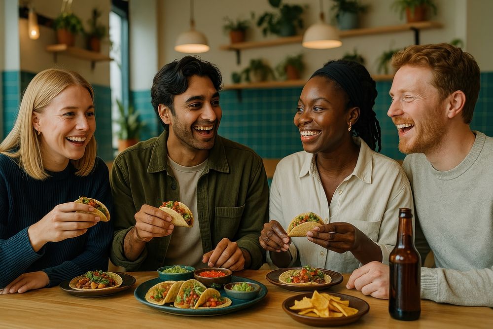 Friends enjoying tacos together. | Free Photo - rawpixel