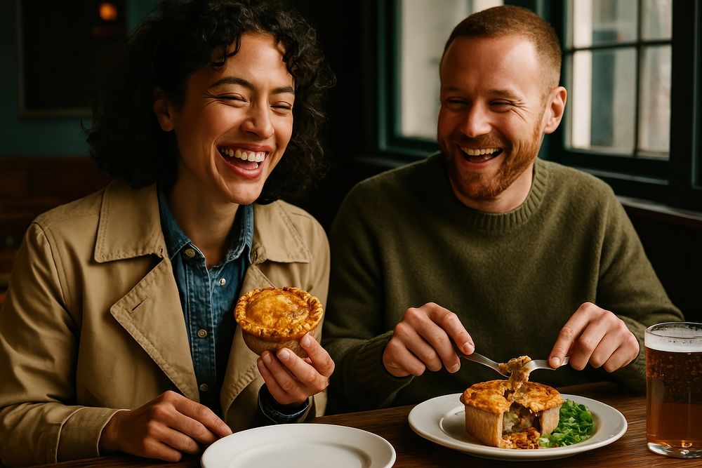 Happy friends enjoying pies together | Free Photo - rawpixel
