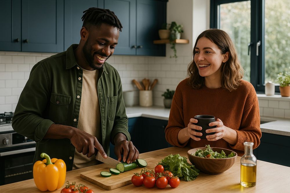 Couple cooking healthy meal | Free Photo - rawpixel
