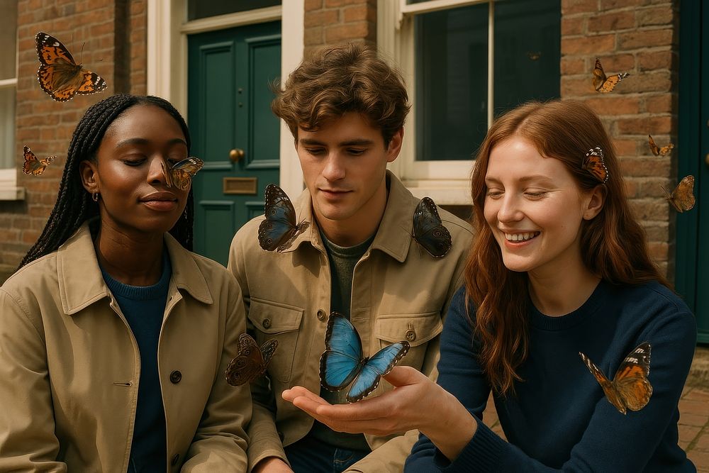 Friends enjoying butterflies together. | Free Photo - rawpixel