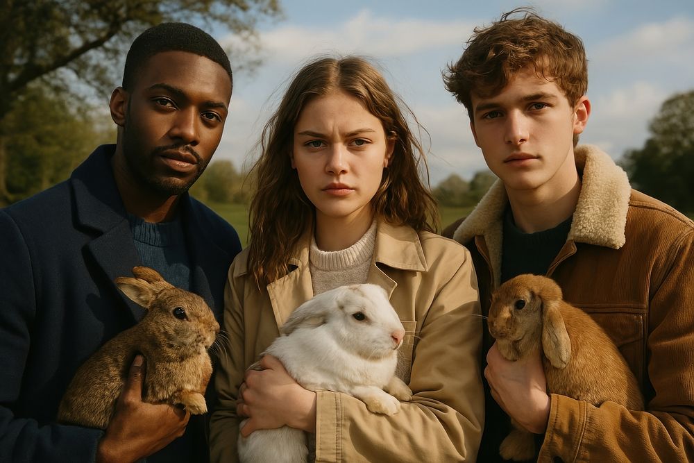 Friends holding adorable rabbits outdoors | Free Photo - rawpixel