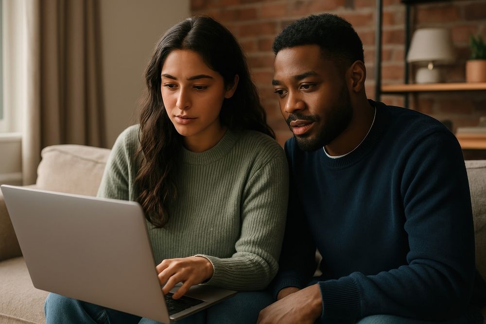 Couple browsing laptop together. | Free Photo - rawpixel