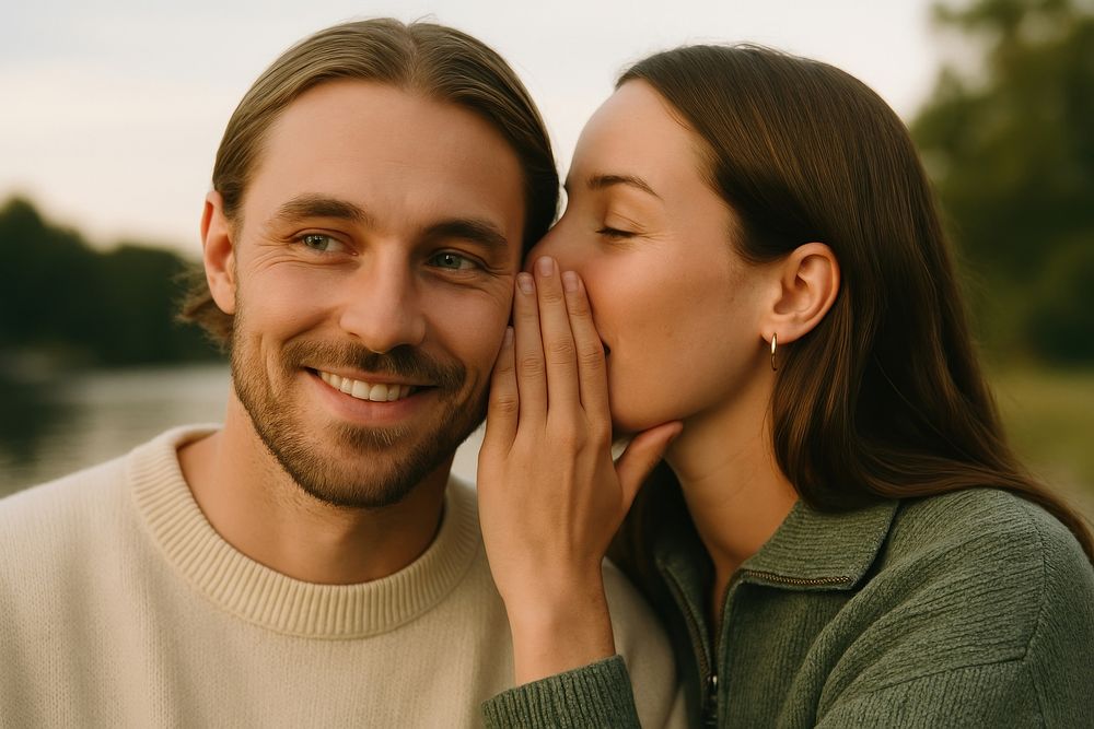 Whispering couple by nature | Free Photo - rawpixel