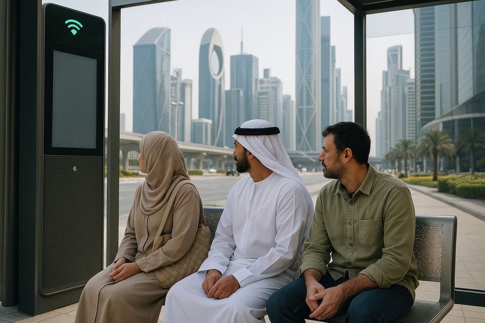 Modern city bus stop scene | Free Photo - rawpixel