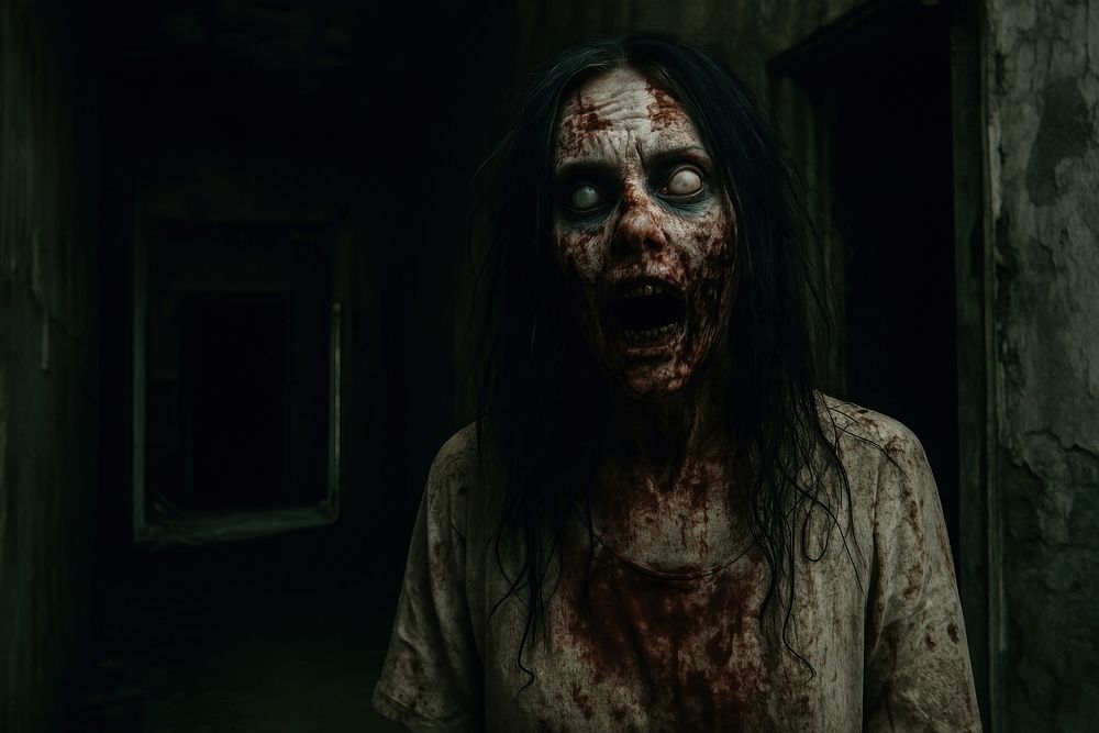 Terrifying zombie in darkness. | Free Photo - rawpixel