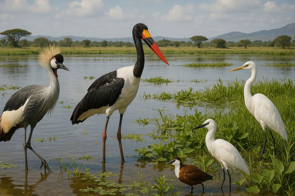 Diverse birds in African wetland | Free Photo - rawpixel