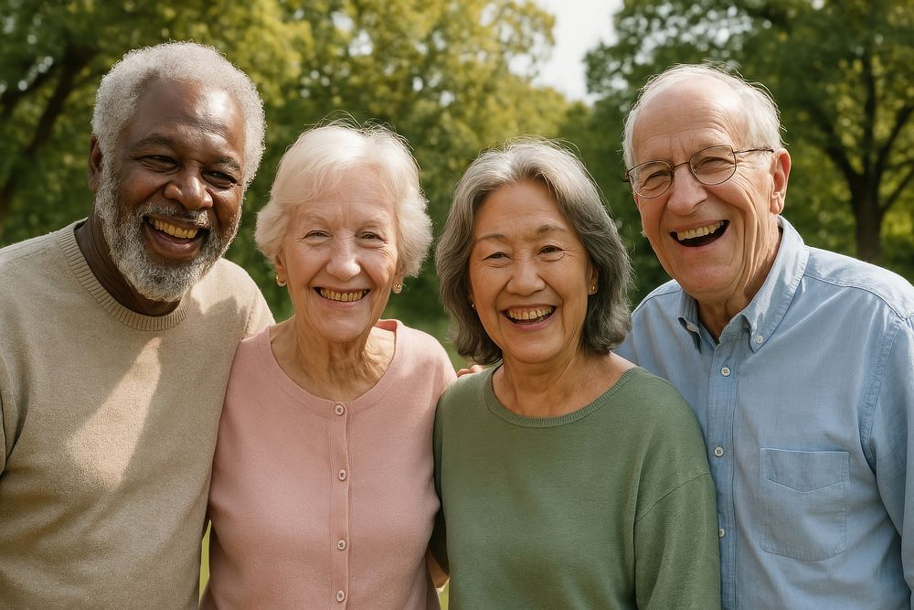Happy diverse seniors outdoors smiling | Free Photo - rawpixel