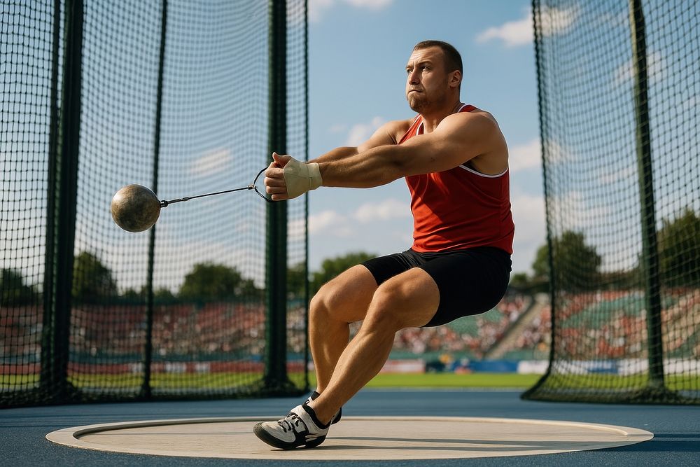 Athlete hammer throw competition outdoors. | Free Photo - rawpixel