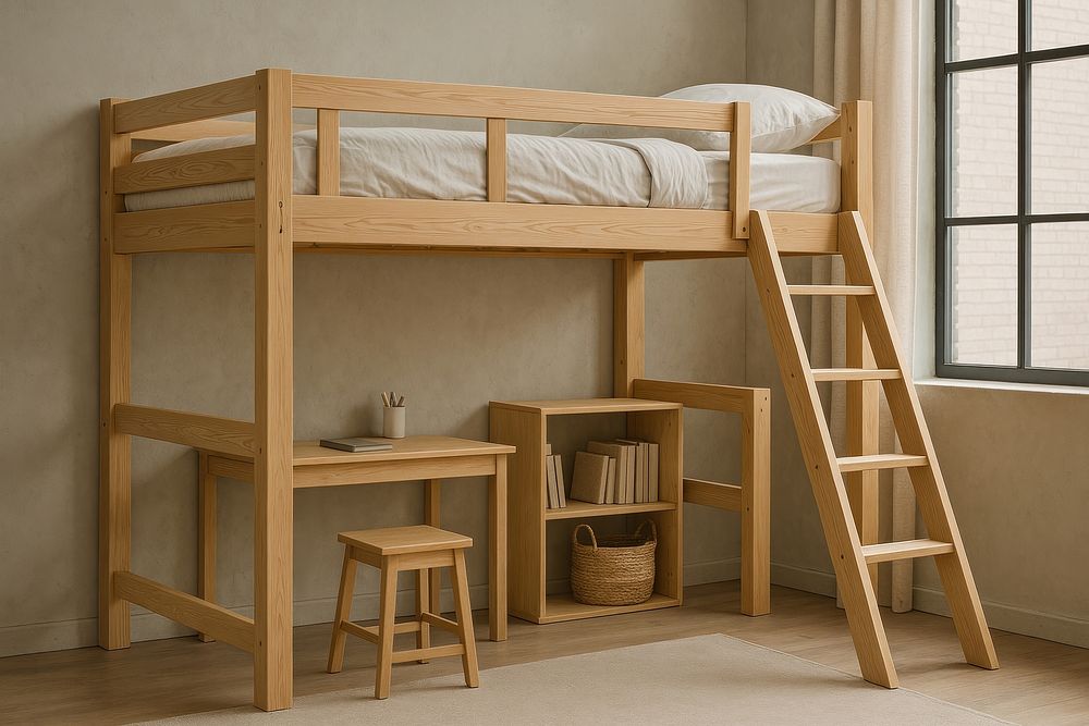 Stylish wooden loft bed setup | Free Photo - rawpixel