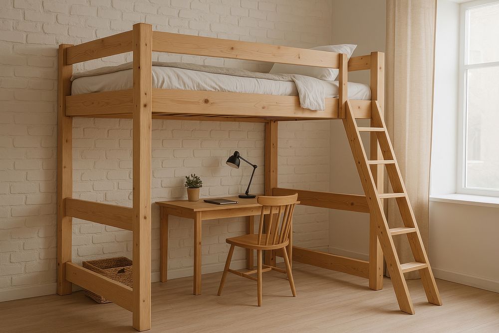 Cozy wooden loft bed setup. | Free Photo - rawpixel