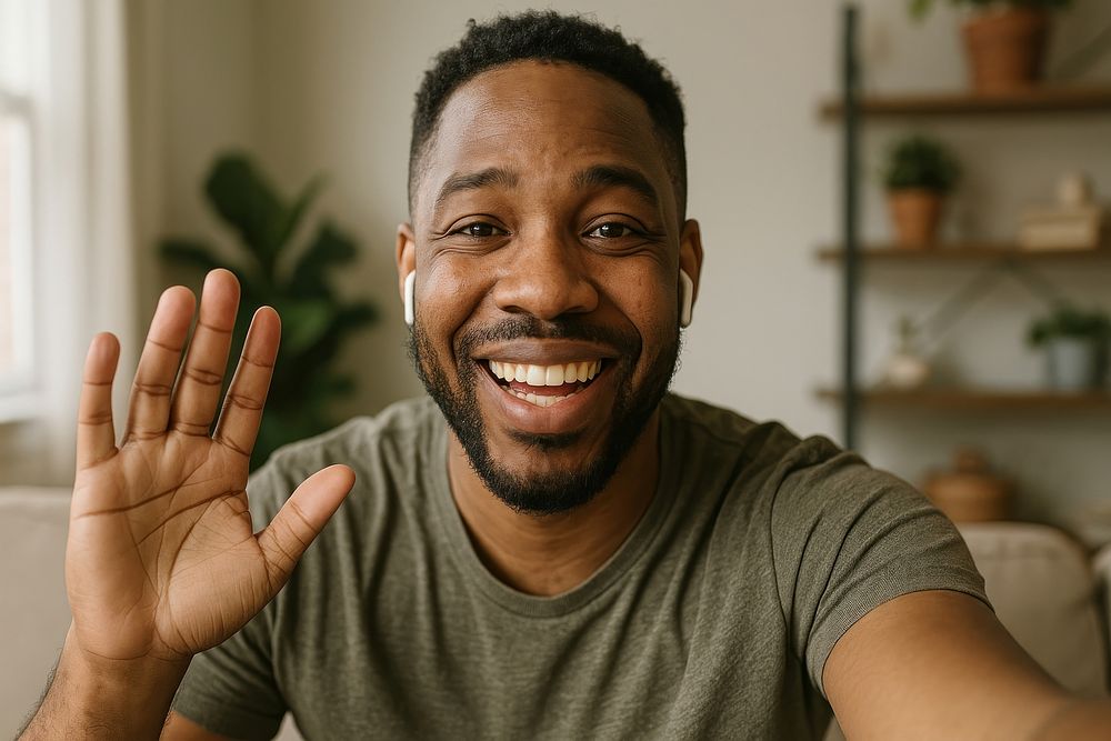 Smiling man waving hello | Free Photo - rawpixel