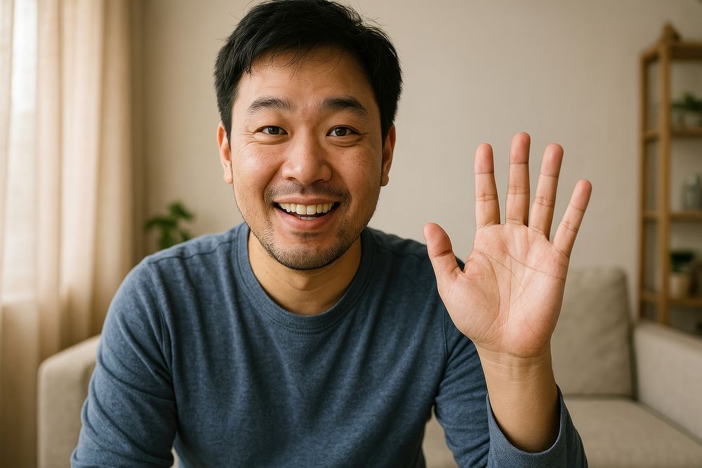 Smiling man waving hello | Free Photo - rawpixel