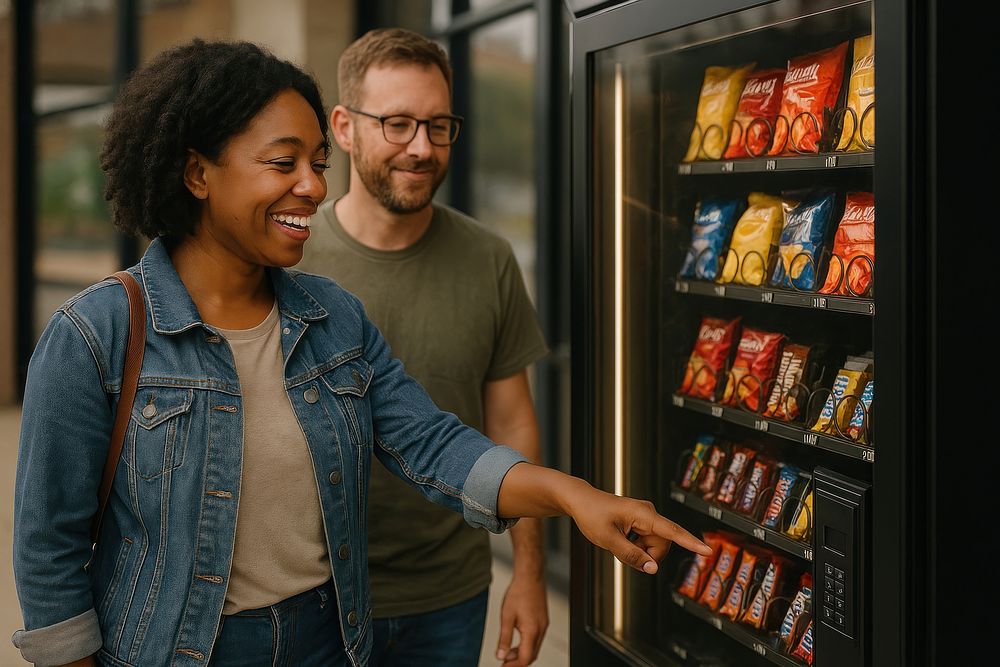 Happy people using vending machine | Free Photo - rawpixel