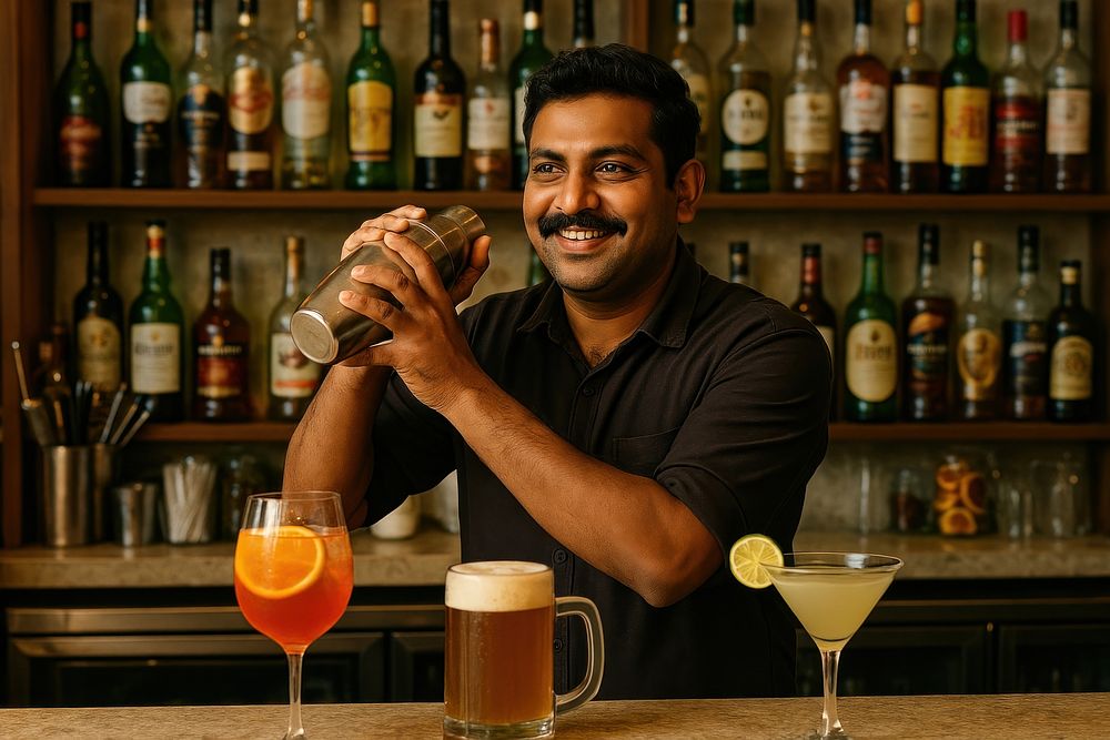 Bartender mixing drinks joyfully | Free Photo - rawpixel