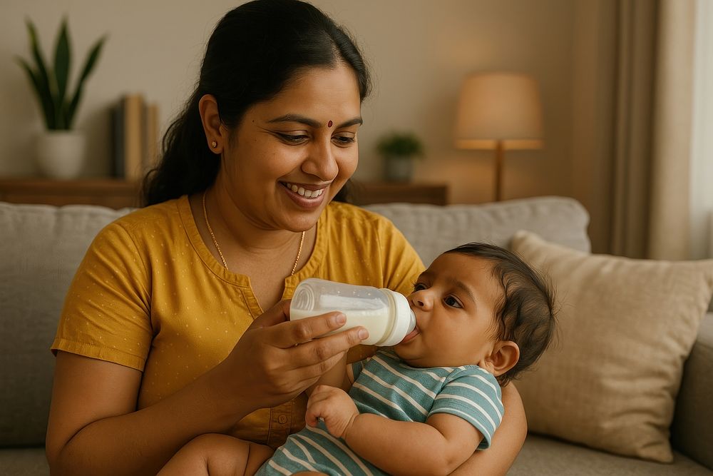 Mother feeding baby milk. | Free Photo - rawpixel