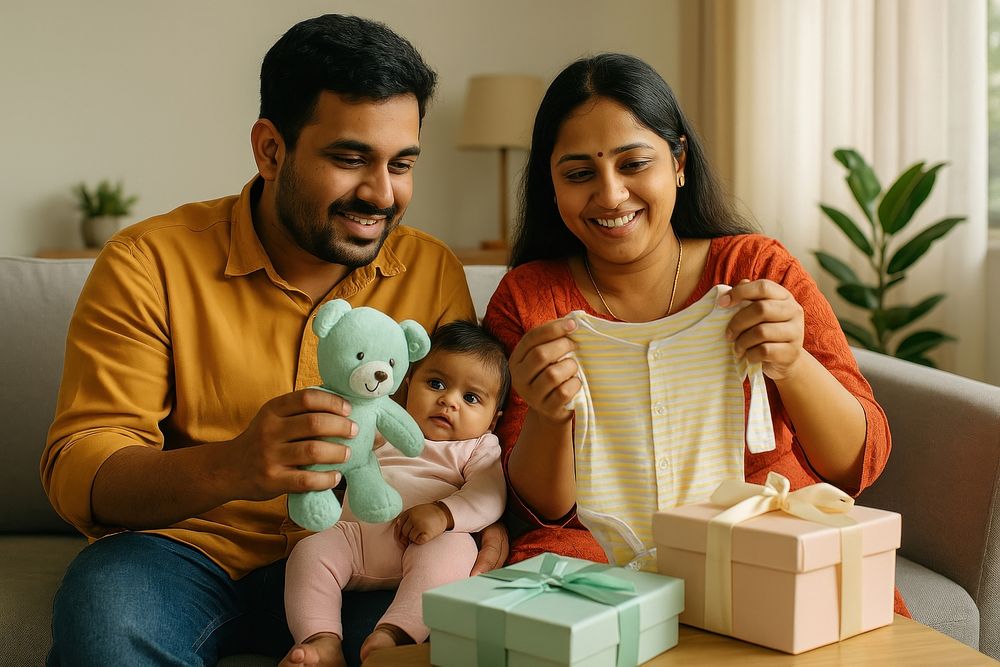 Family celebrating baby gifts. | Free Photo - rawpixel