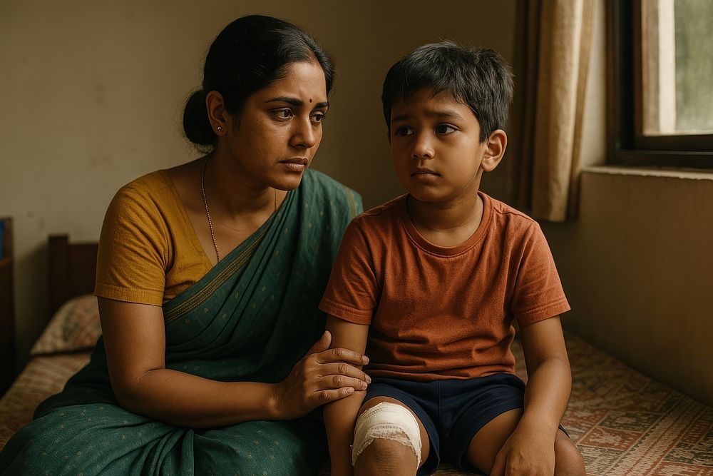 Concerned mother comforts child. | Free Photo - rawpixel