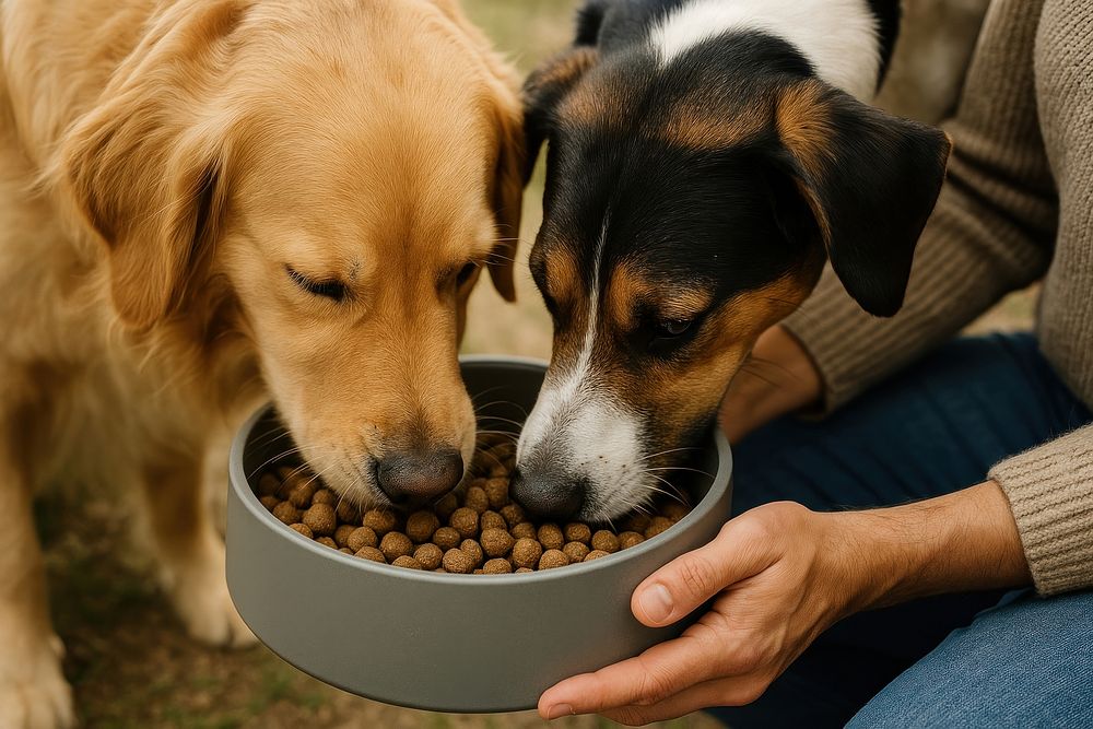 Dogs sharing meal together | Free Photo - rawpixel