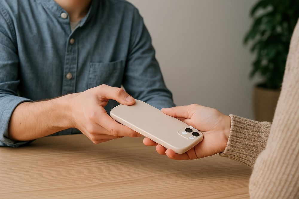 Phone exchange between two people. | Free Photo - rawpixel